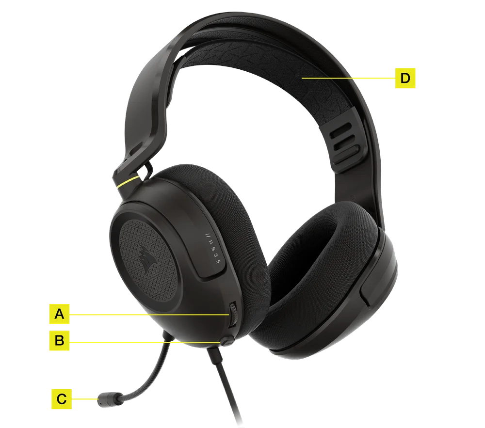HS35 v3 Stereo Gaming Headset Quickstart Guide | CORSAIR | CORSAIR