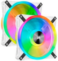 iCUE QL140 RGB 140mm PWM White Fan — Dual Fan Kit with Lighting Node ...