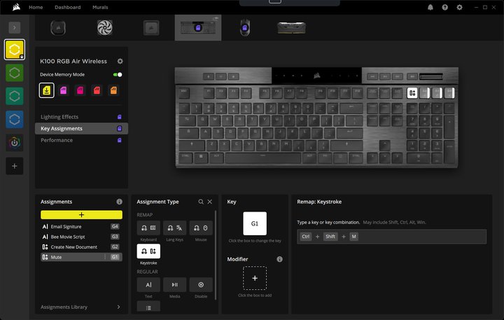How to set up Device Memory Mode Lighting and Key Assignments (iCUE v5 ...